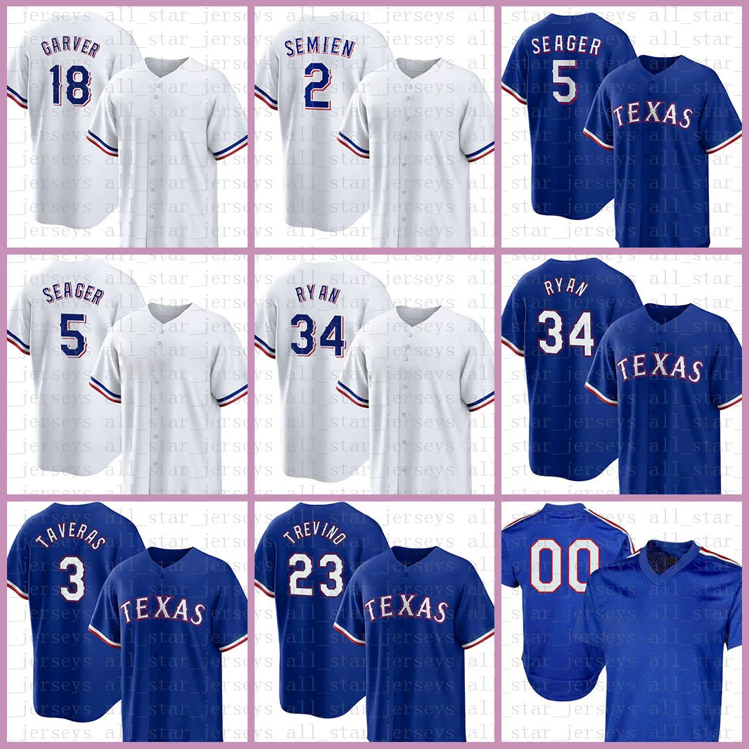 Texas Baseball Jersey Nolan Ryan Corey Seager Marcus Semien Eli White ...