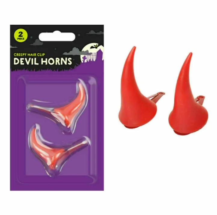 Devil Red Horn Hair Clips Halloween Party Decoration Hairclip For ...