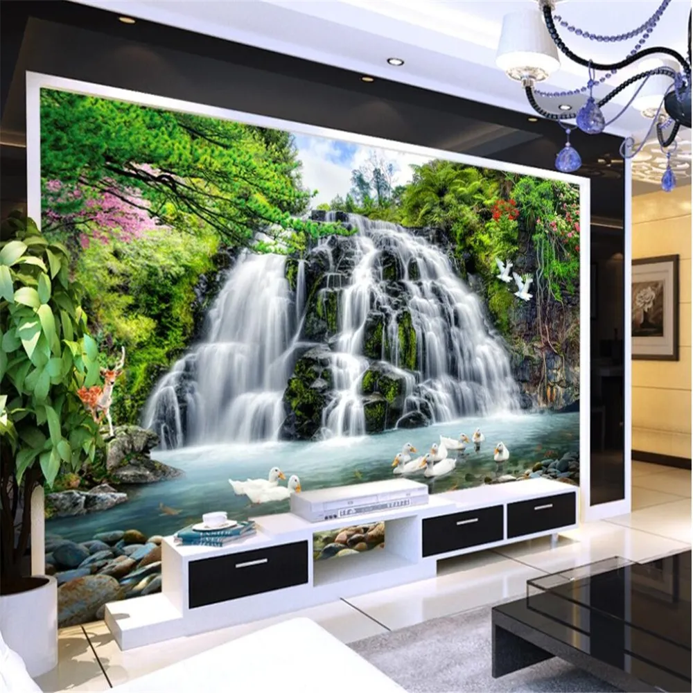 Waterfall Waterfall 3D Photo Mural Custom Landscape Beautiful Nature ...
