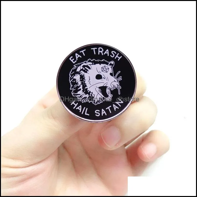 PinsBrooches Jewelry Eat Trash Hail Satan Occt Possum Enamel Laple Pin ...