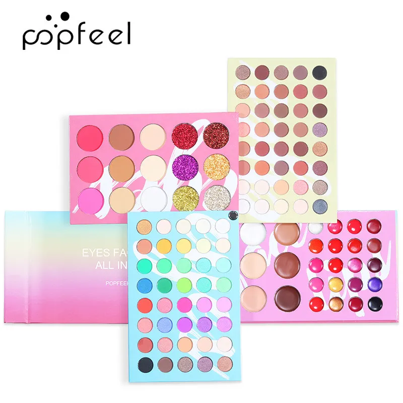 Popfeel Eyeshadow Palette - Colorful Shadows, Glitter Highlighter ...