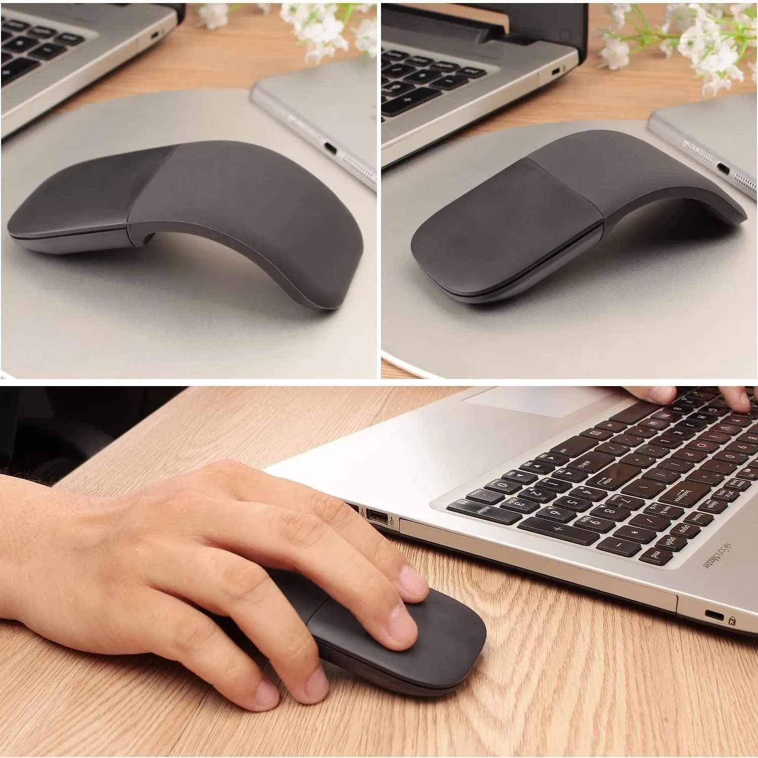 Bluetooth Arc Touch Mouse Portable Wireless Foldable Silent Mouse Slim ...