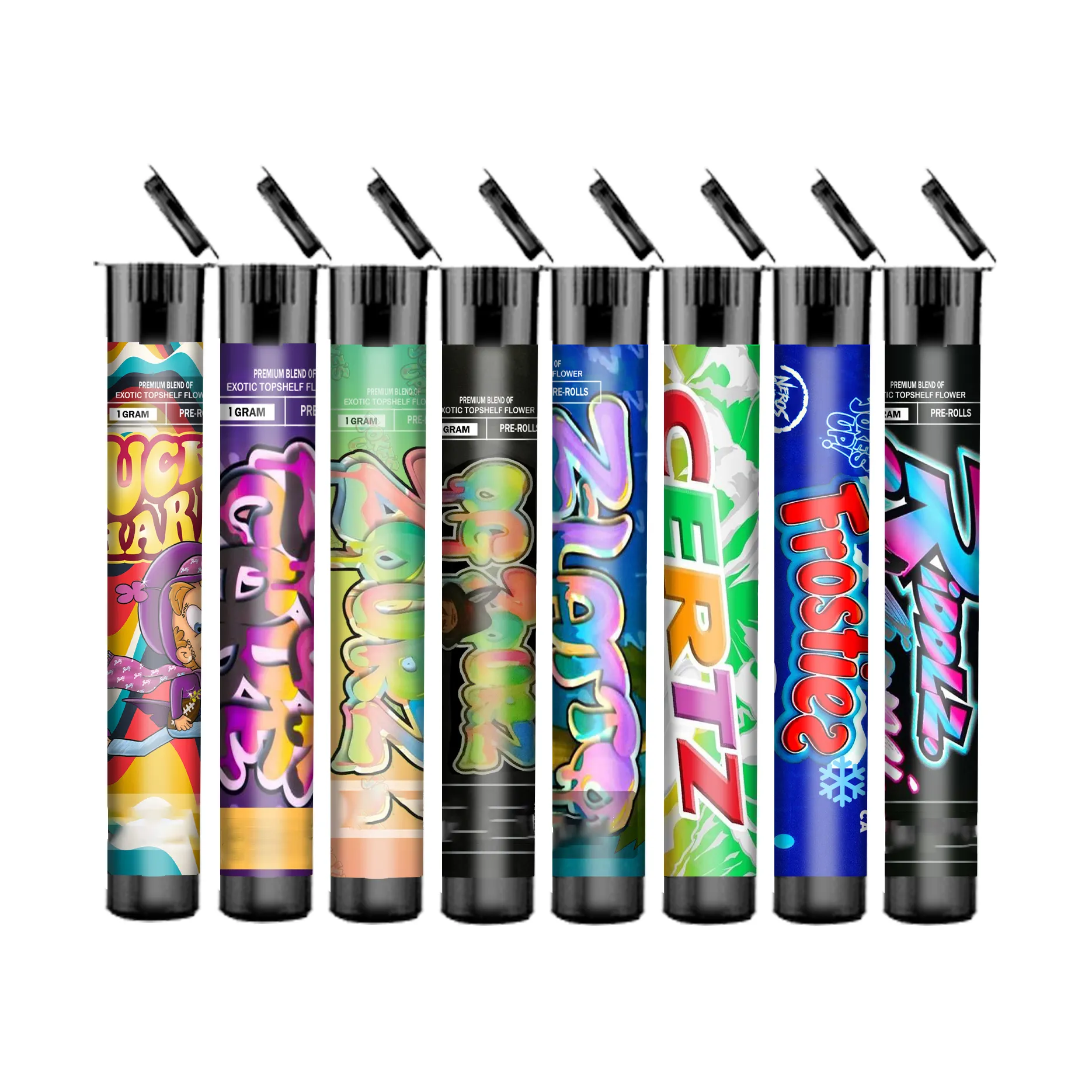 Pre-Roll Storage Tubes - 11 Flavors, Child-Proof Lid, Dankwoods Style ...