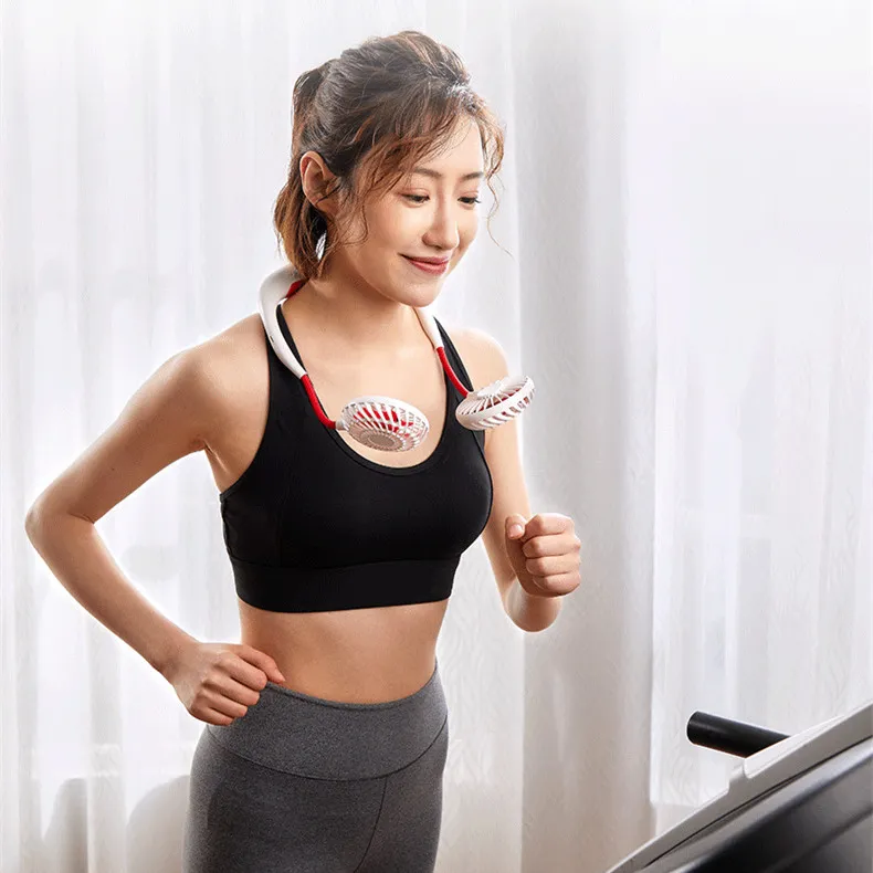 Portable neck fan mini USB rechargeable bladeless fan with 4 rotary ...