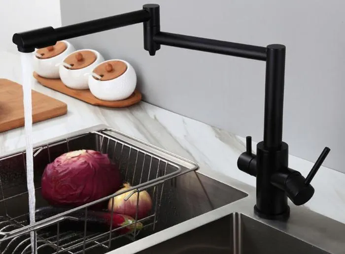 Mttuzk Brass Black Kitchen Folding Wall Mount Kitchen Faucet With Pure