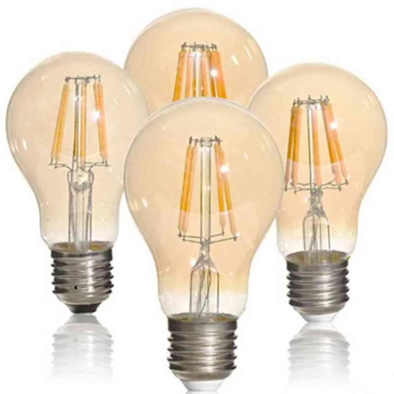 Vintage Edison LED Bulb - E27 Screw Base, Warm Yellow Light, Retro A60 ...