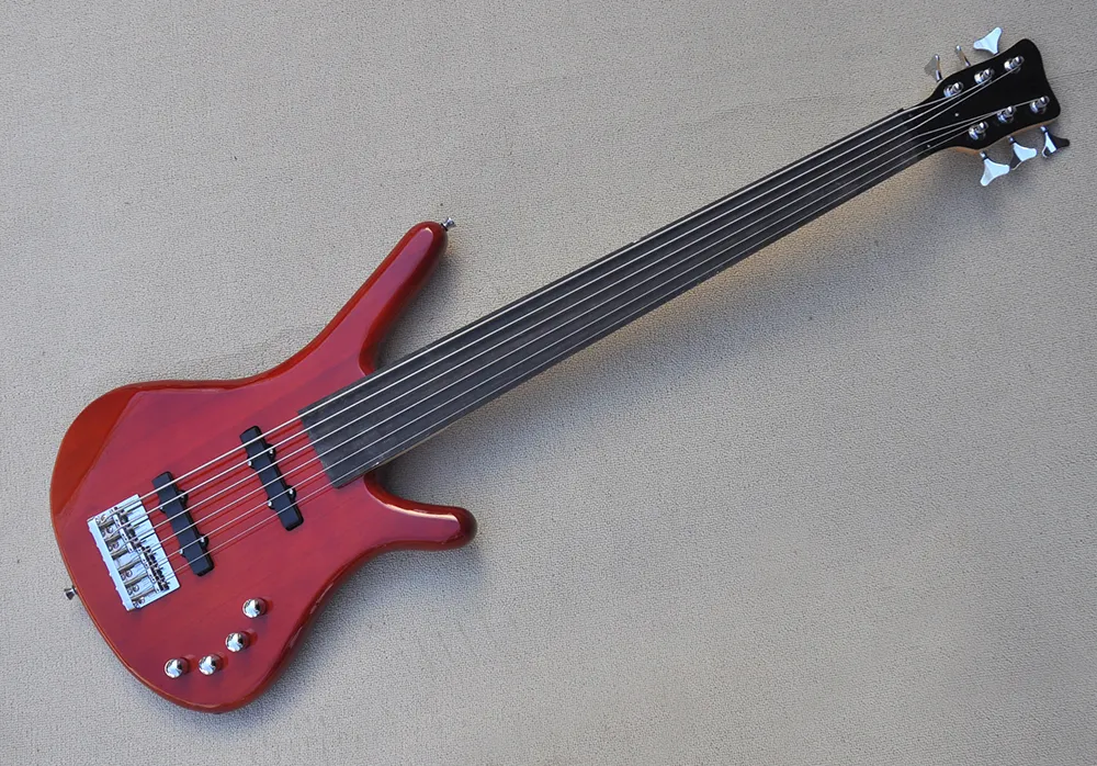 Custom 6-String Fretless Electric Bass Guitar - Chrome Hardware, Maple ...
