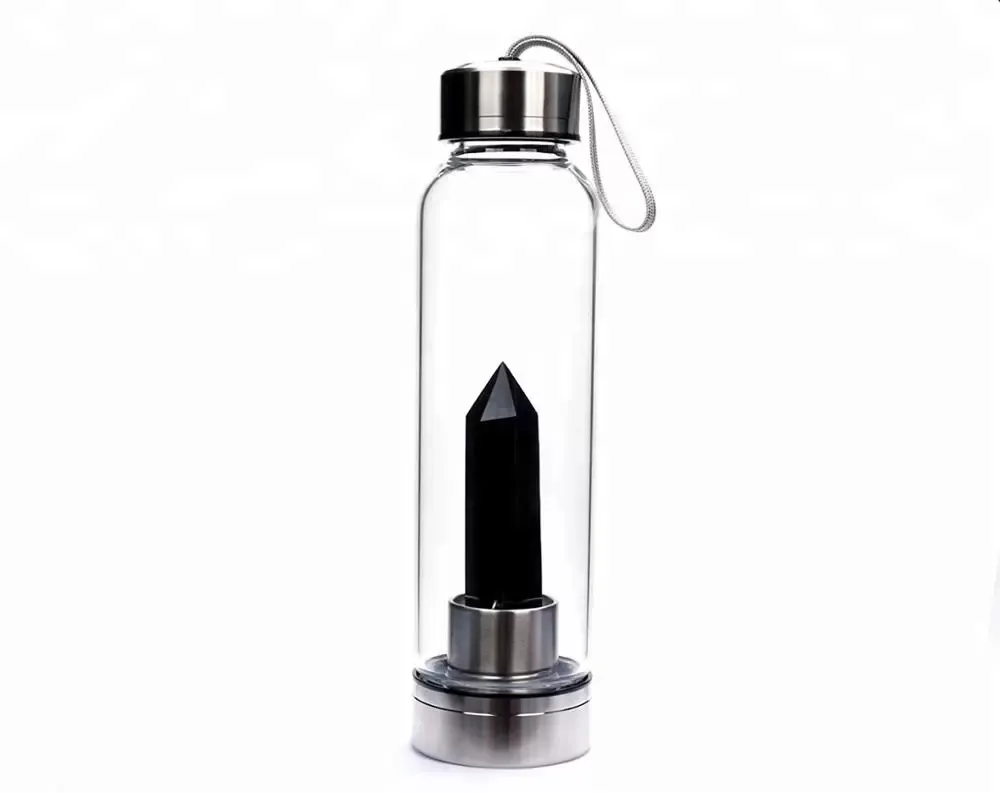 Natural Quartz Gemstone Glass Stylish Water Bottles Direct Drinking ...