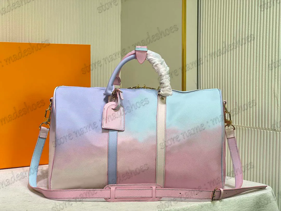 KEEP 45B ALL M59713 45cm Travel Bandouliere Bag Taurillon Illusion Blue ...