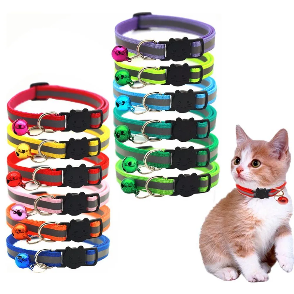 DHgate.com:Adjustable Nylon Cat Collar with Safety Buckle and Bell ...