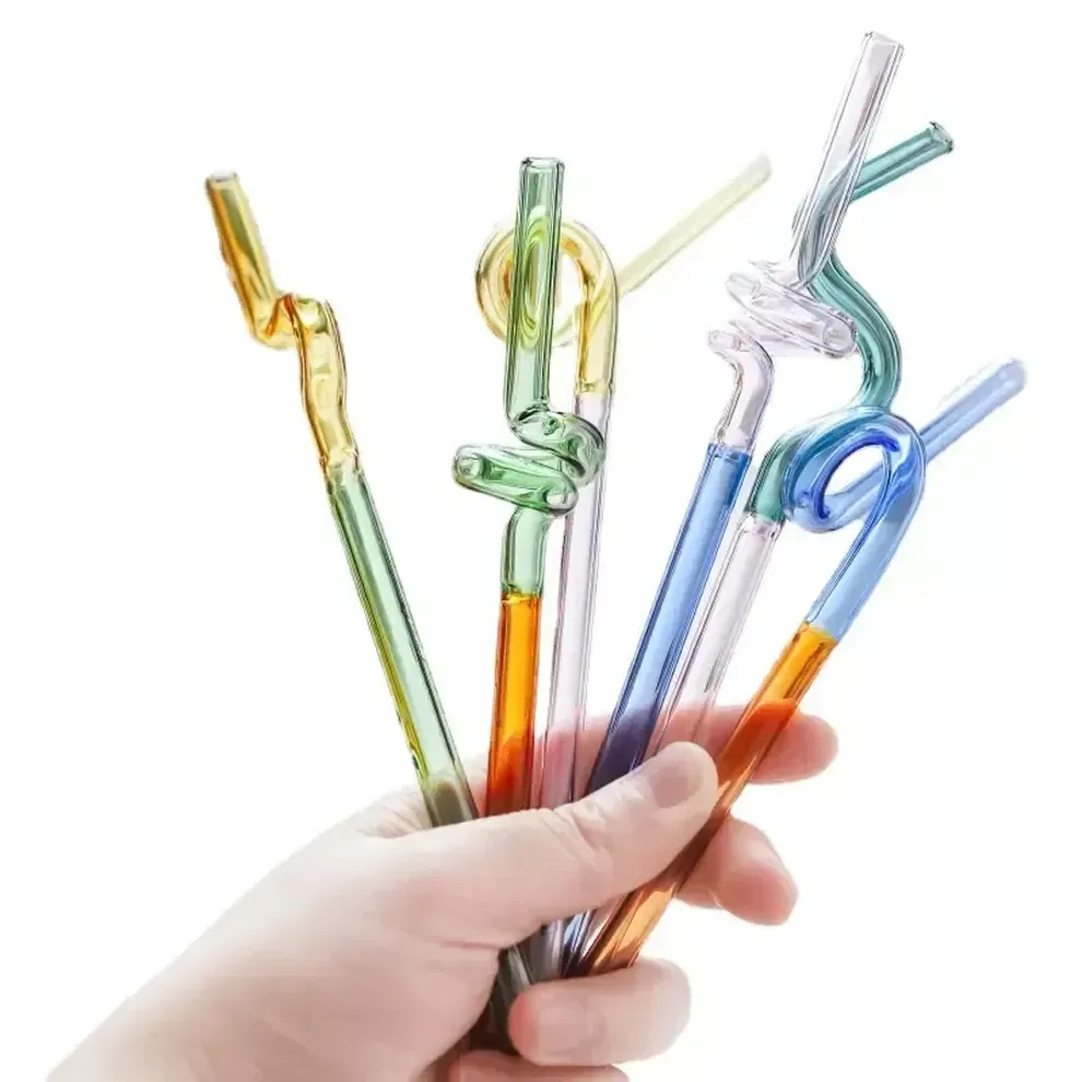 Reusable Glass Drinking Straws Eco Friendly High Temperature Resistant ...