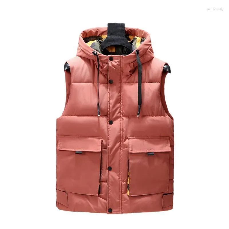 Guin22 Men's Winter Vest Solid Color Casual Long Winter Coat Men For ...