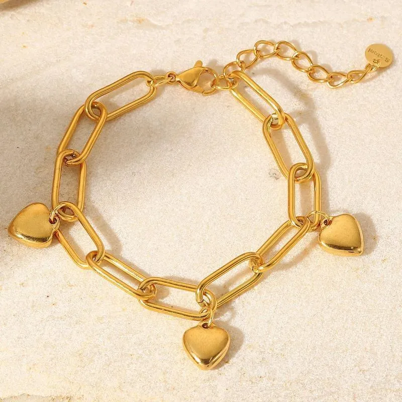 Uworld Trendy 18k Gold Plated Stainless Steel Link Chain Gold Heart