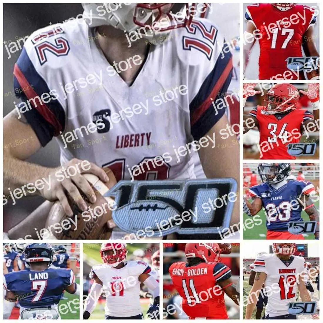 New Custom Liberty Flames Football Jersey NCAA College 7 Malik Willis ...