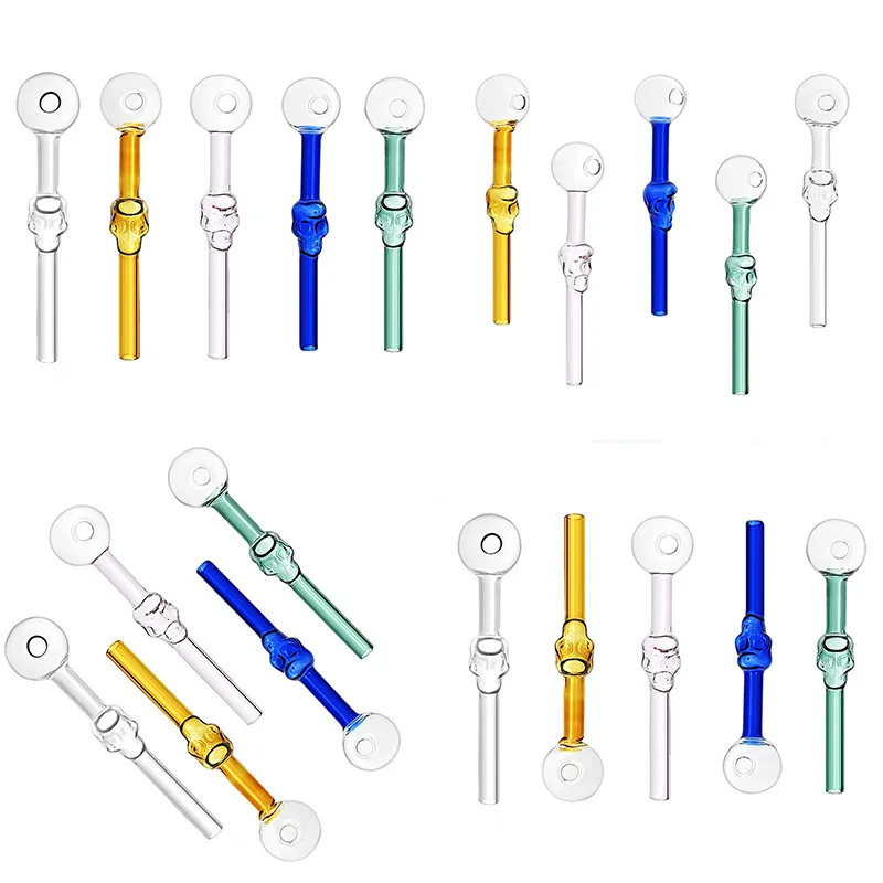 12CM Skull Glass Oil Burner Pipe Multi Colors Pyrex Straight Hand Tube ...