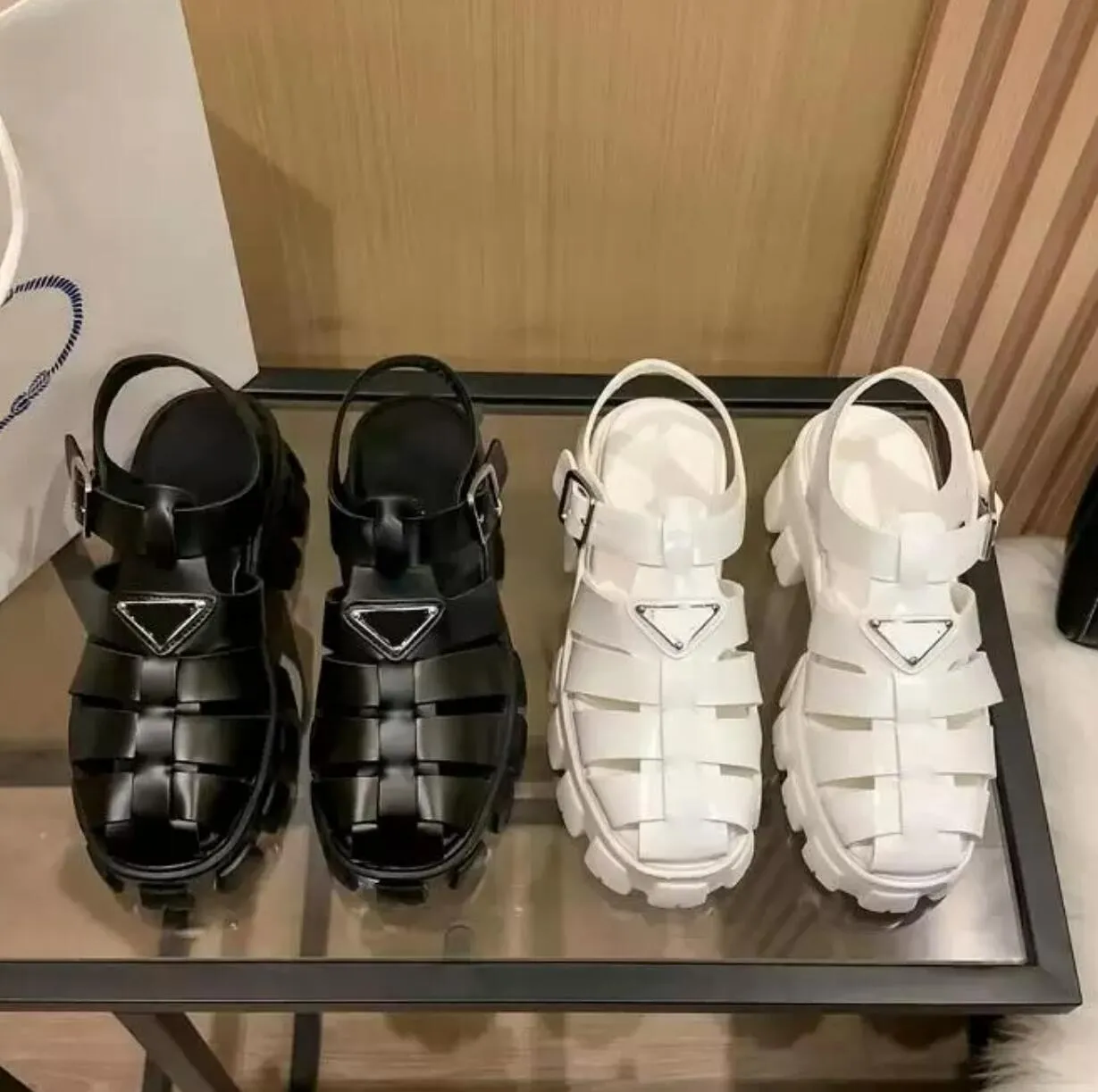 Men's gladiator leather sandals with buckle strap, platform spool heel ...