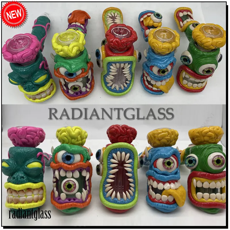 Creepy Horror Glass Pipe: 6 Arm Perc, Unique Handle, Spoon Bubbler From ...