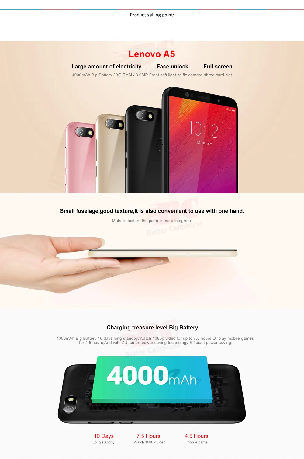 DHgate.com:Lenovo A5 4G LTE Smartphone - 5.45" Full Screen, 3GB RAM, 16 ...