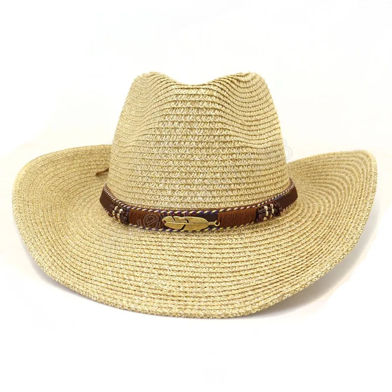 Summer Straw Cowboy Wide Brim Straw Hat For Women And Men 8CM Wide Brim ...