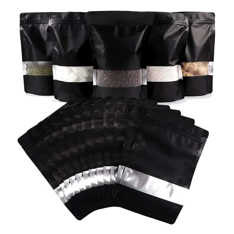 Wholesale Clear Window Resealable Mylar Bags Black Aluminium Self ...