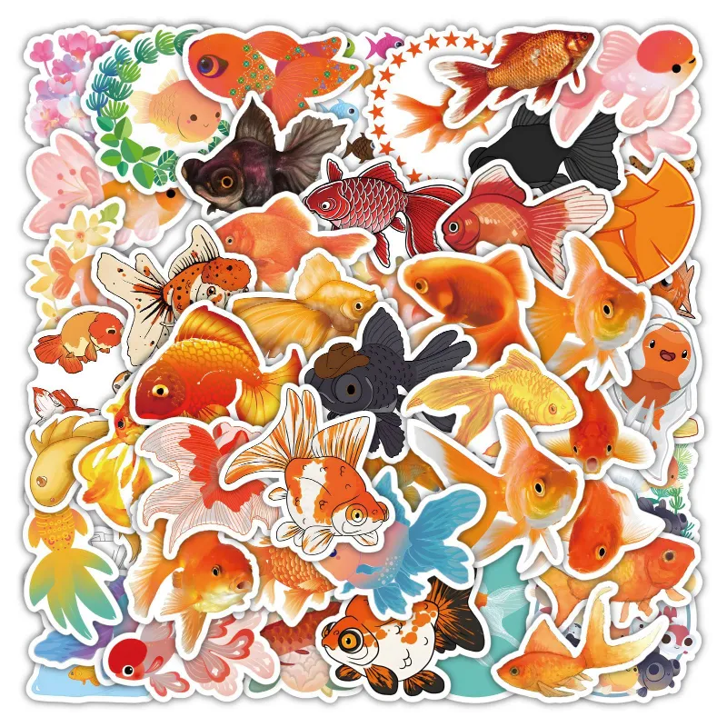 Stickers Wheels Motorcycle Marine Life Cartoon Goldfish Vinyl Decals ...