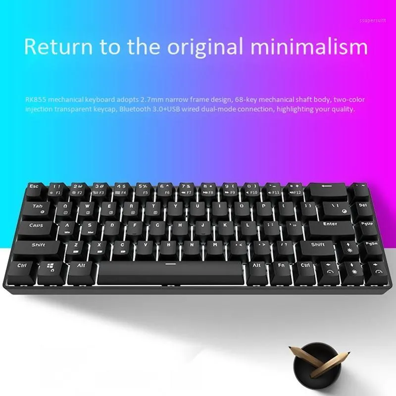 Keyboards RK855 Bluetooth Keyboard Portable Dual Mode Mechanical 86 Key ...