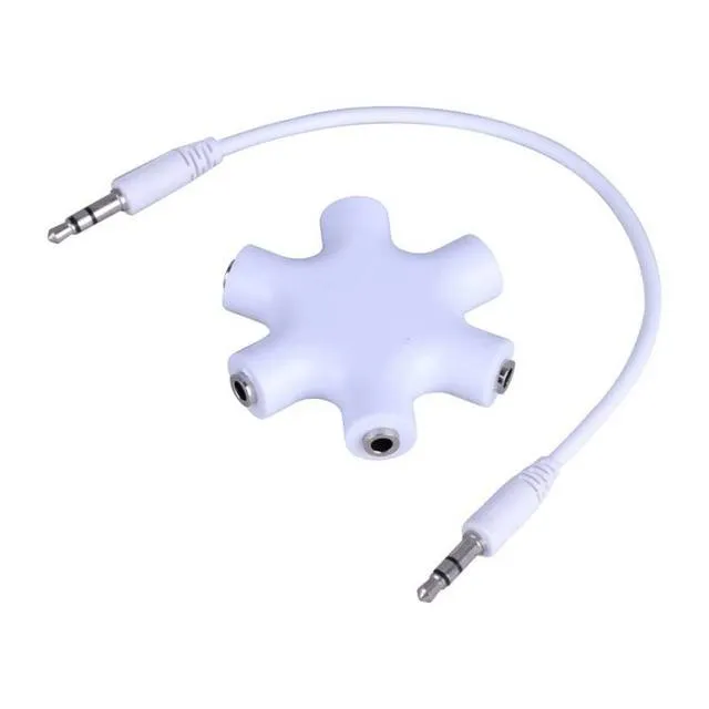Portable Audio Splitter 3.5mm Jack 6 Multi-Port Aux Headphone ...