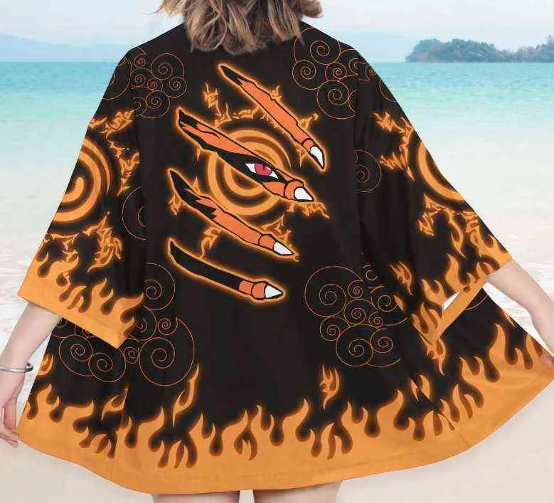 Konoha Hokage Kurama Uchiha Sharingan Symbol Kimono Cloak Cosplay ...