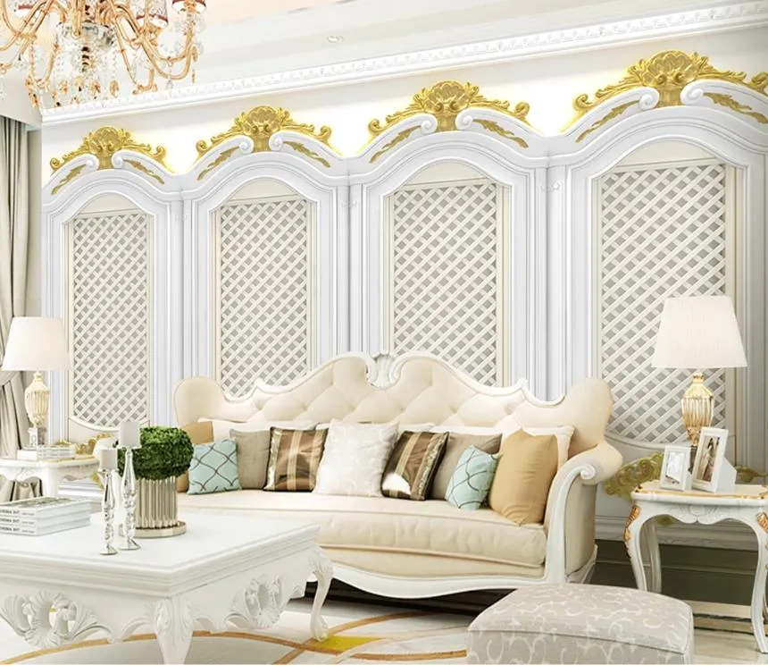 Customizable 3D Wallpaper With White Carved European Background Simple ...