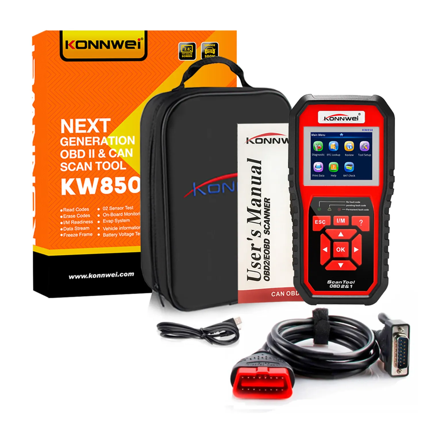 KONNWEI OBD2 Scanner Full Function Auto Diagnostic Tool Universal Car ...