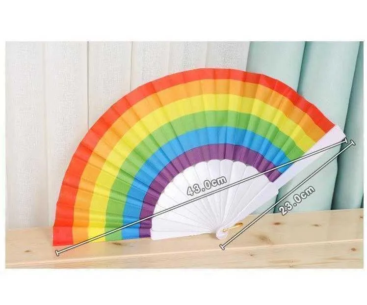 Customized Paper Fans: Rainbow Folding Fan Set, Plastic Handheld ...
