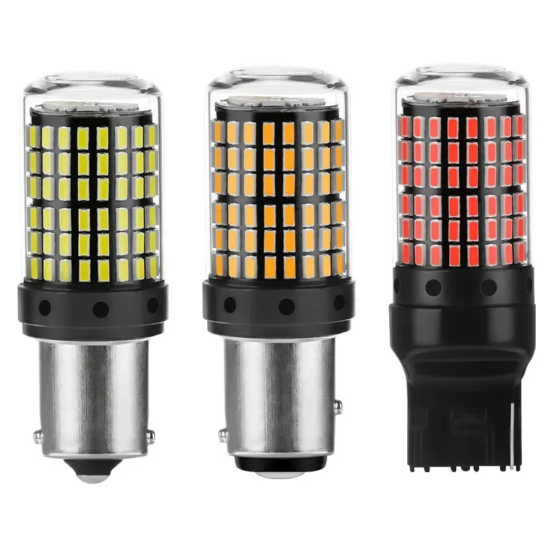 1156 BA15S P21W LED Bulbs 144 SMD CanBus 12V 21W White Amber Red for ...