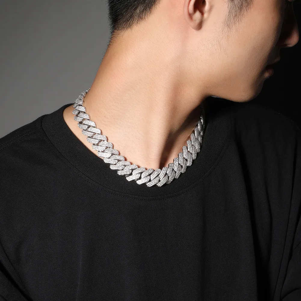 High Quality Mens Gold Cuban Link Chain Necklace With Iced Out Diamond ...