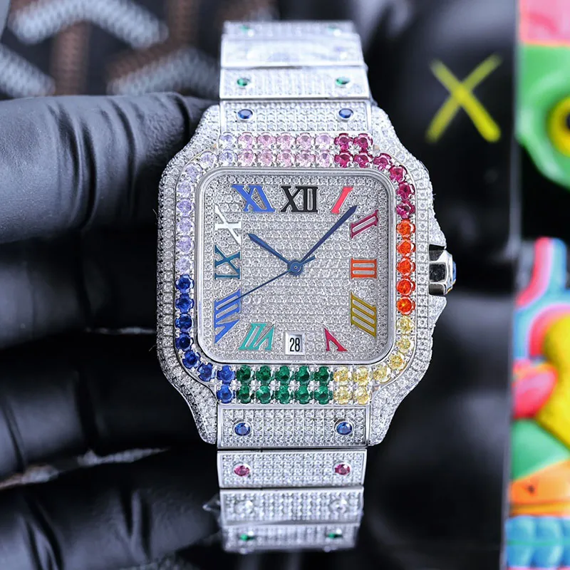 Diamond Watch Automatic Mechanical Movement Mens Watches Waterproof ...