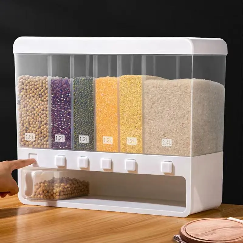 Square Stackable Spice Jars Rice Box Dispenser Container Grain Jar ...