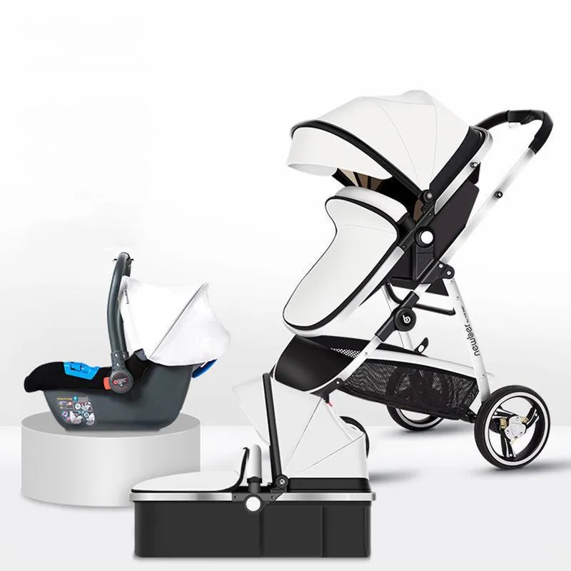 Accessories: Luxury 3 In 1 White PU Leather Stroller Kombi With Car ...