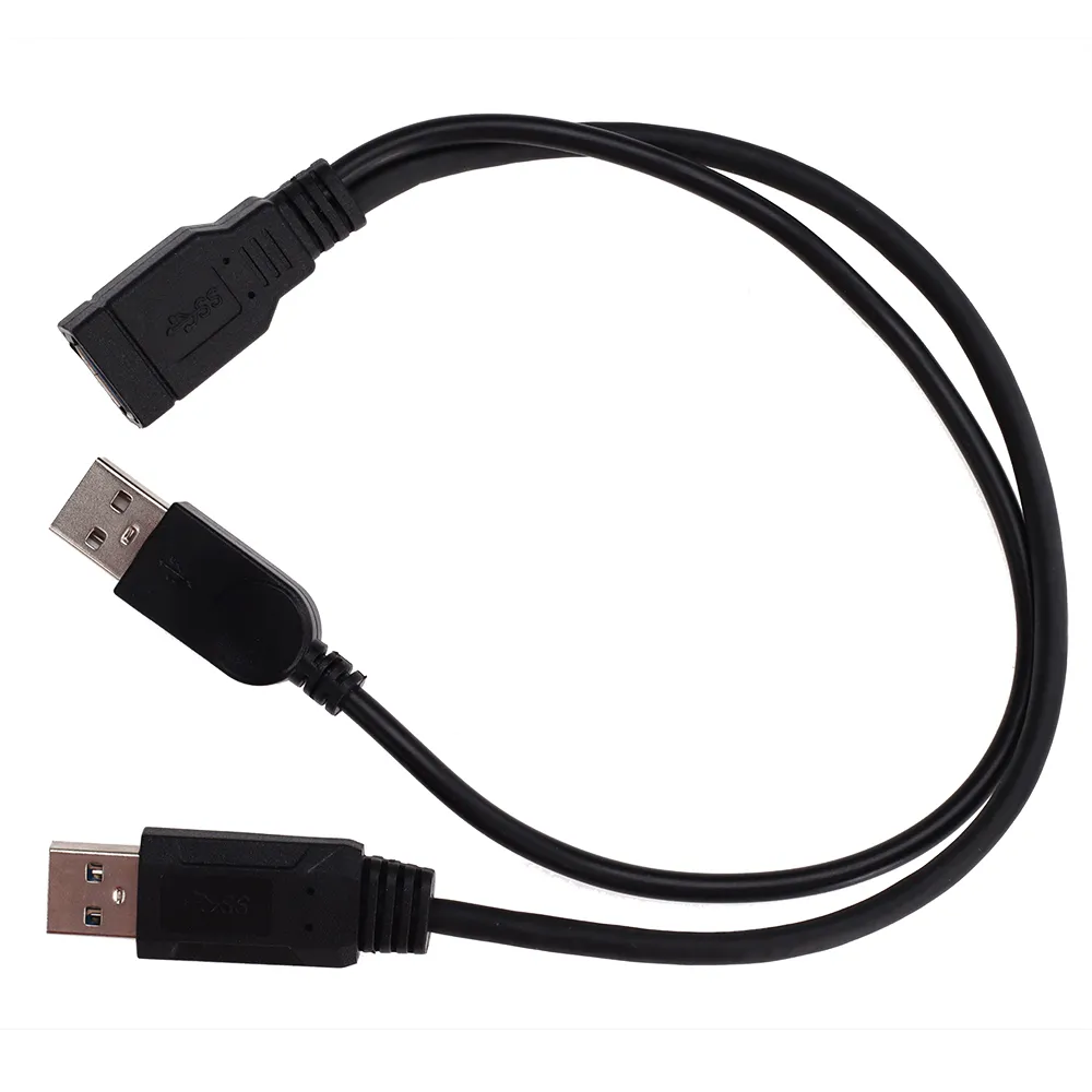 USB 3.0 Dual Power Supply Male Splitter Extension Cable With Female To ...