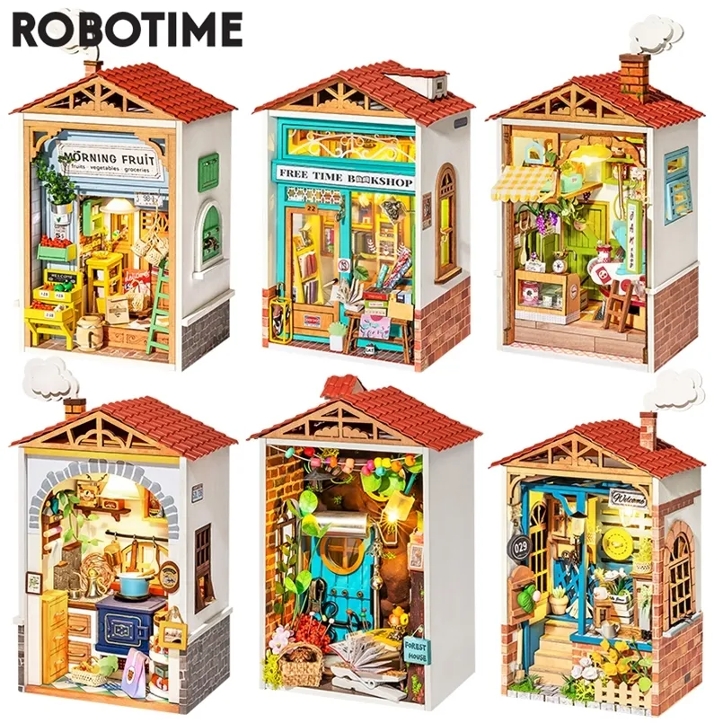 Robotime DIY Mini Town Doll House With Furniture Bookshop Children ...