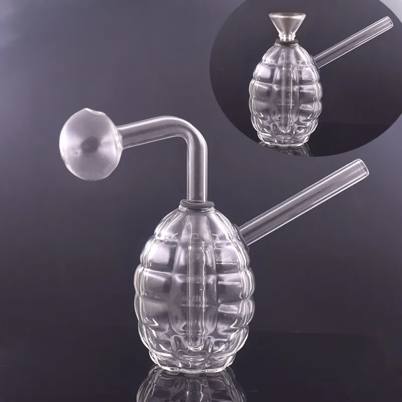 Grenade Shape Glass Oil Burner Bong Thick Pyrex Hand Smoking Water Pipe ...
