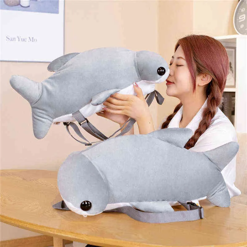 Animal Plush Backpack: Hammerhead Shark Style Cuddle Doll, Grey, Soft ...