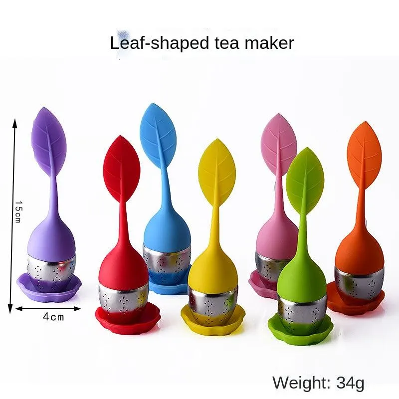 Silicone Tea Strainer 350ml Cartoon Style Army Green Flower Leaf Shape ...