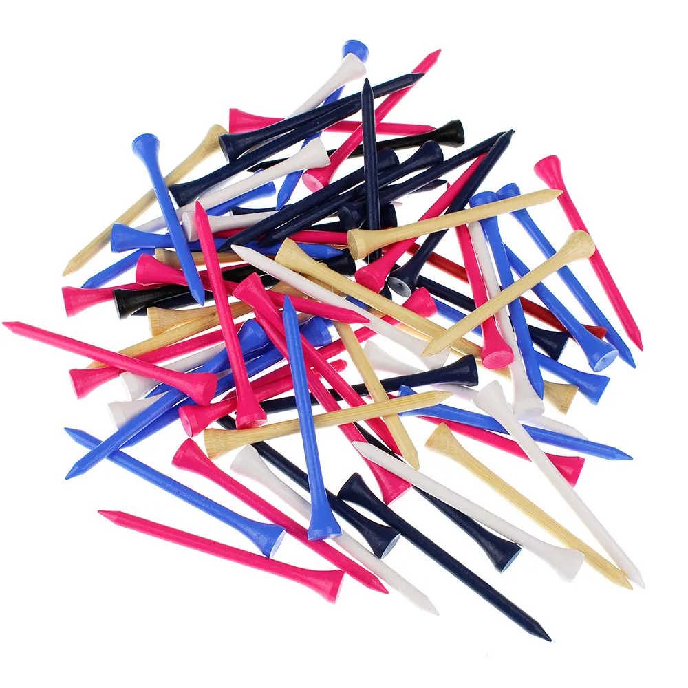 100 Bamboo Golf Tees - Multi-Color, Durable Wood Golf Tees 3 1/4 Inch ...