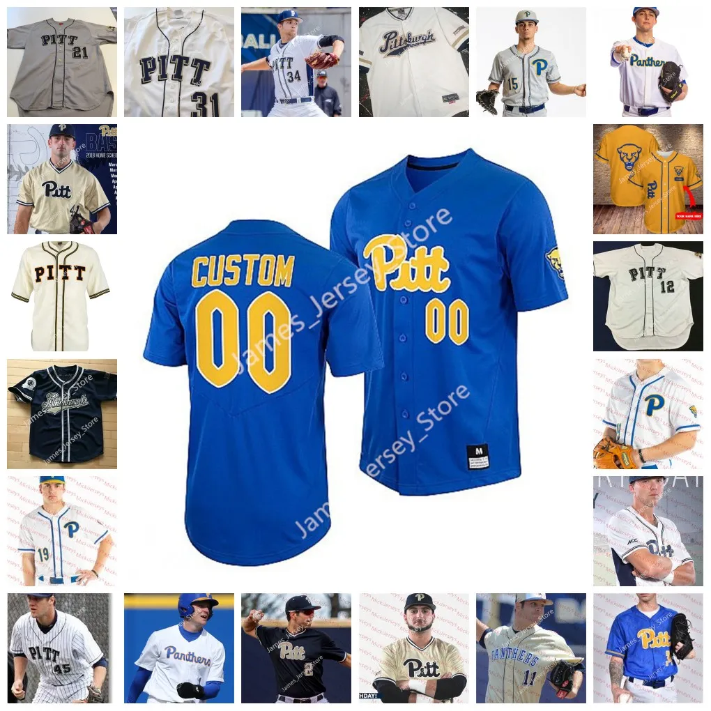 Custom Stitched Pitt Panthers Baseball Jersey Mattson, Zeuch ...