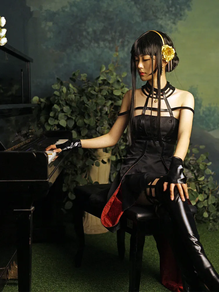 عائلة تجسس YOR Forger Cosplay Killer Assassin Gothic Halter Dress Yor ...