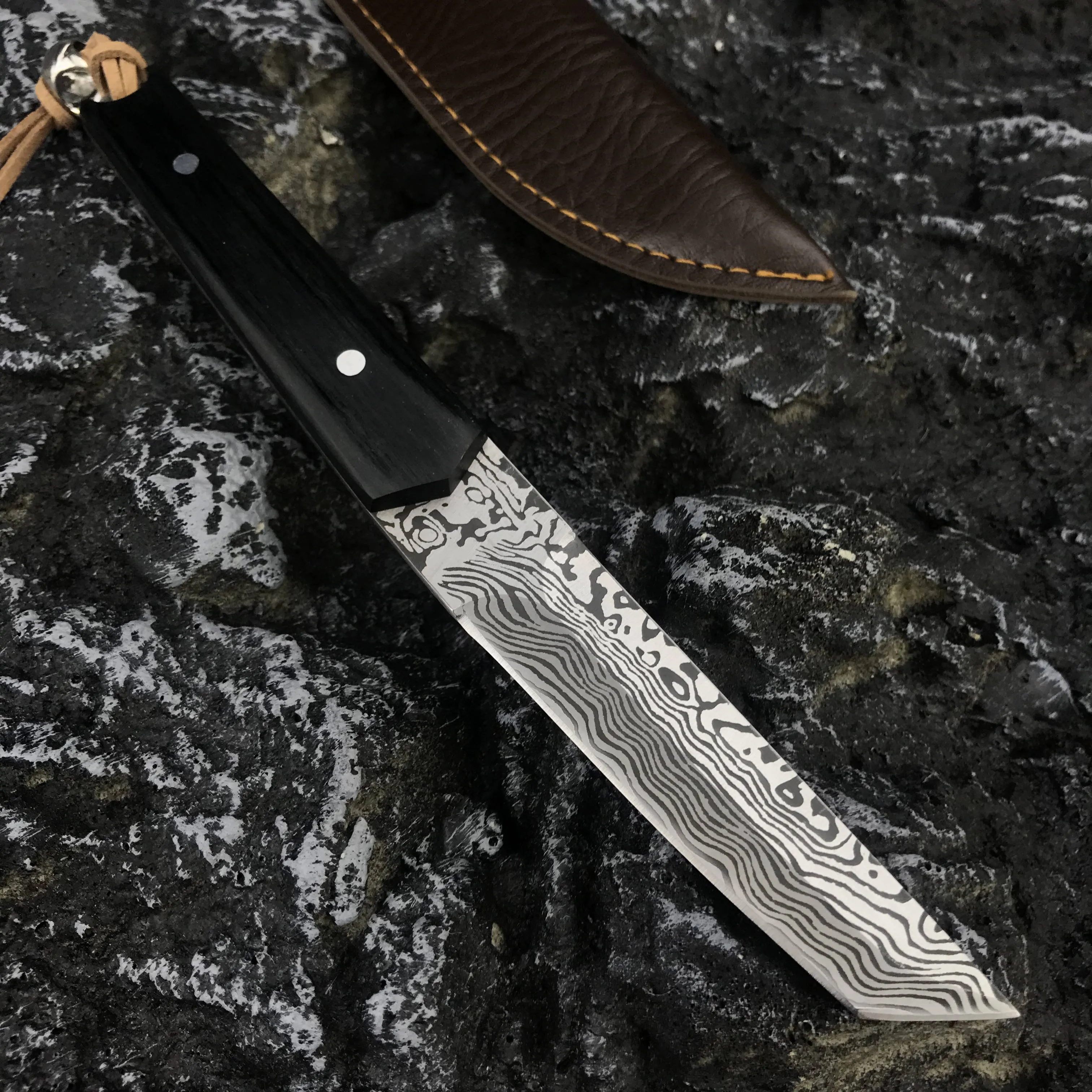 Japanese Tanto Knife 5 8CR13Mov Blade Polished, Sharp, Paracord Handle ...