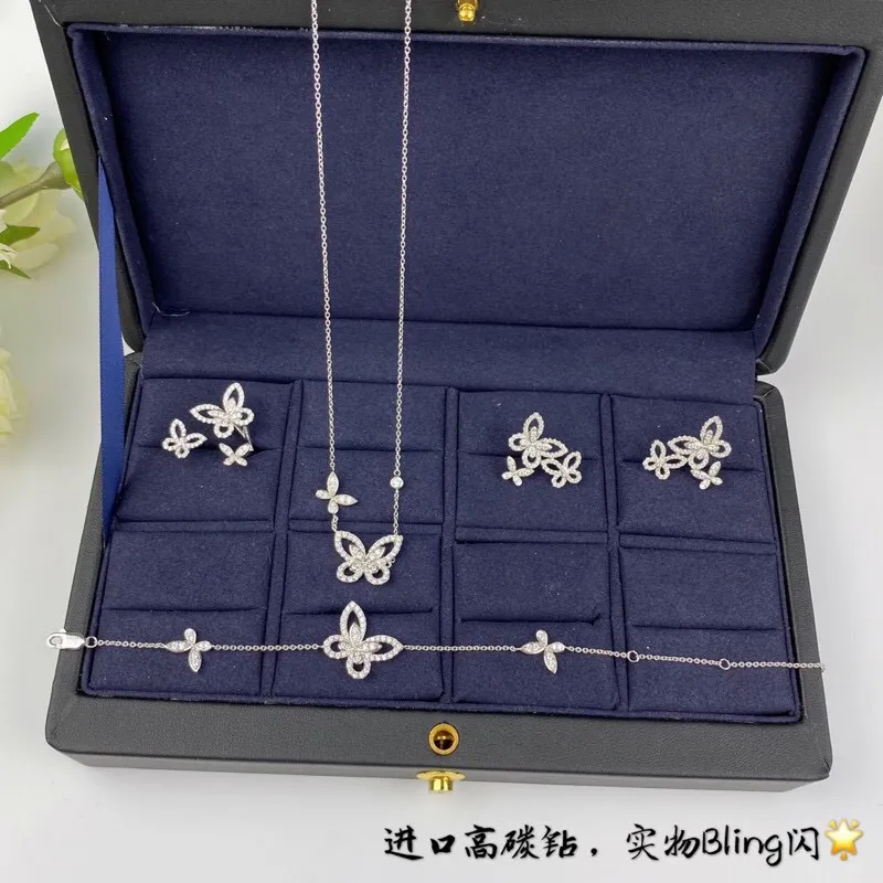 Butterfly Jewelry Set: Premium Zircon Necklace, Bracelet, Earrings ...