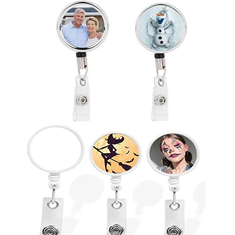 Cute DIY Sublimation Retractable Swivel Badge Holder Badge Reel Metal ...