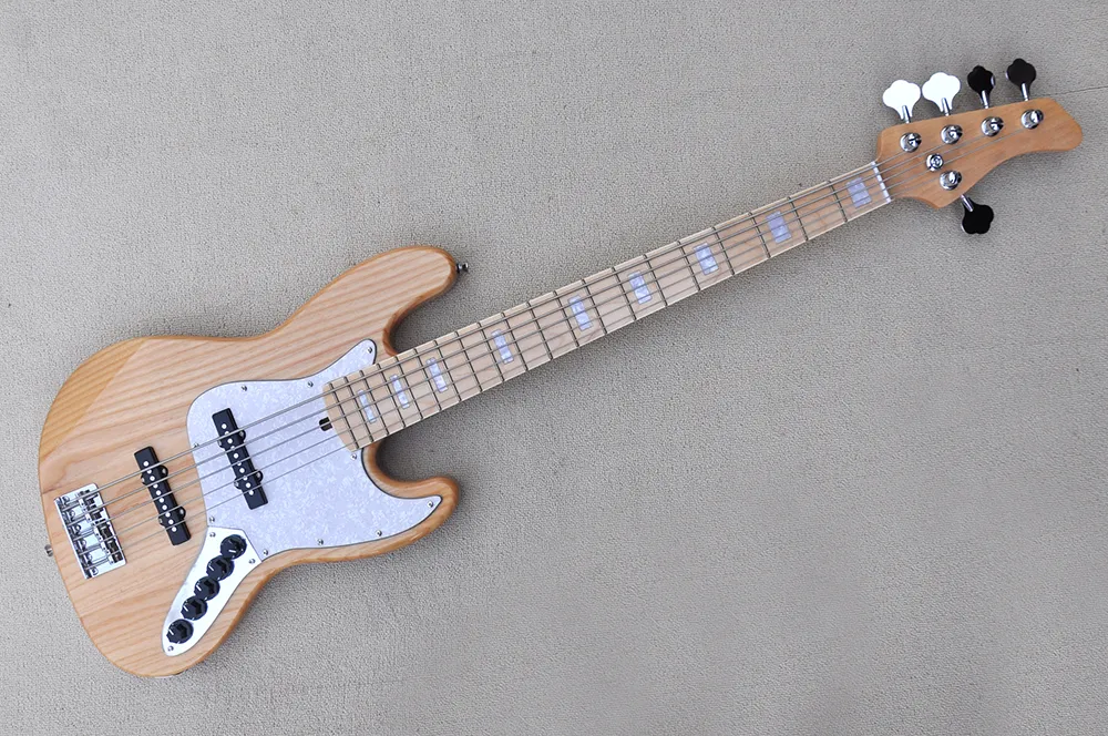 Custom 5 String Electric Small Scale Bass Guitar With Ash Body, Chrome ...