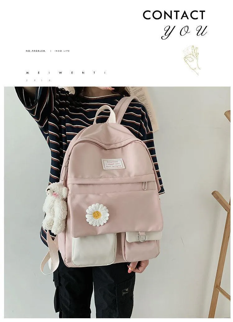 Pink Book Bags For Girls Lightweight Student Backpack With Multiple ...