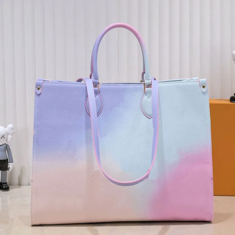 Gradient Tote Bag: Large Capacity Cowhide Leather Shoulder Bag ...